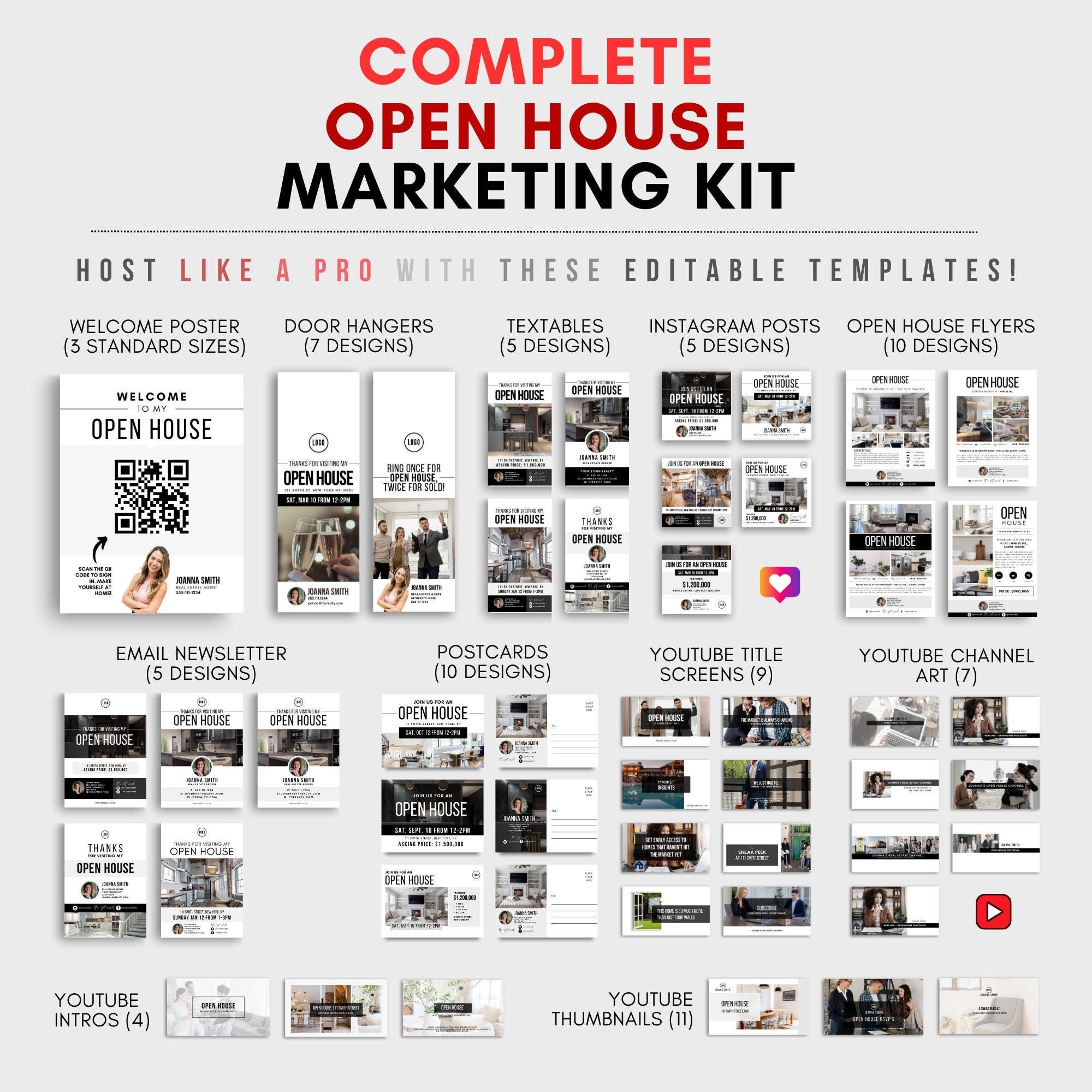 Run an Open House Like a Pro COMPLETE Open House Marketing Kit Editable ...