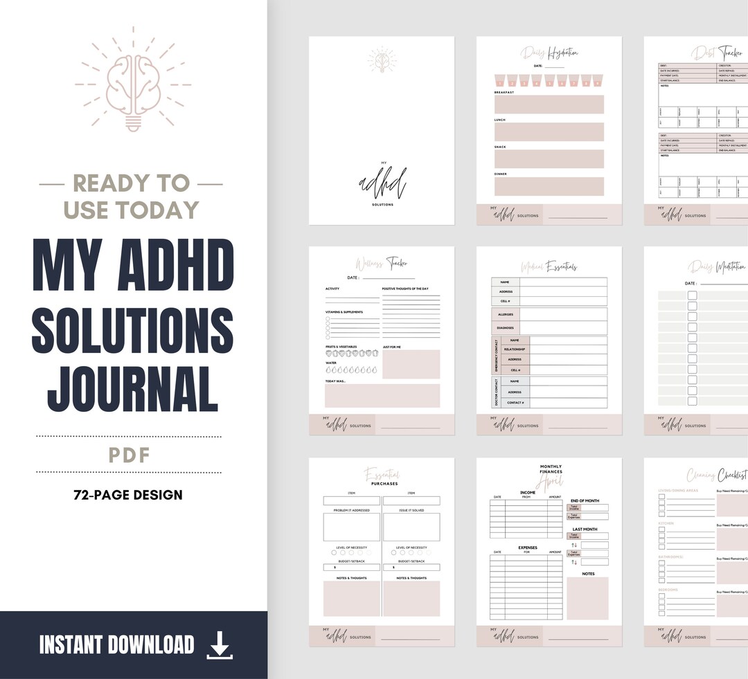ADHD Journal Printable Journal ADHD Planner Prioritize, Organize, De ...