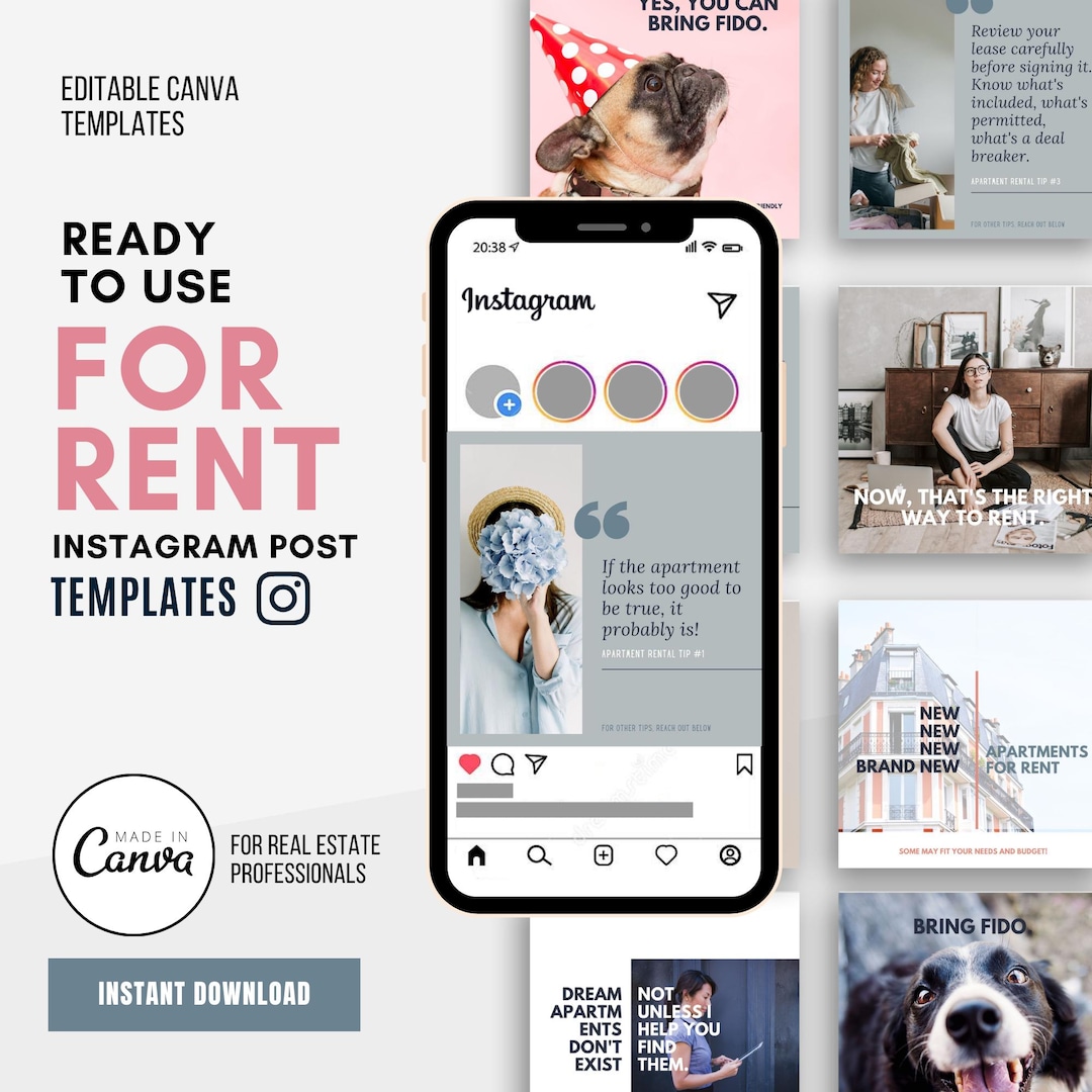 Apartment for Rent Instagram Posts: Real Estate Canva Templates ...