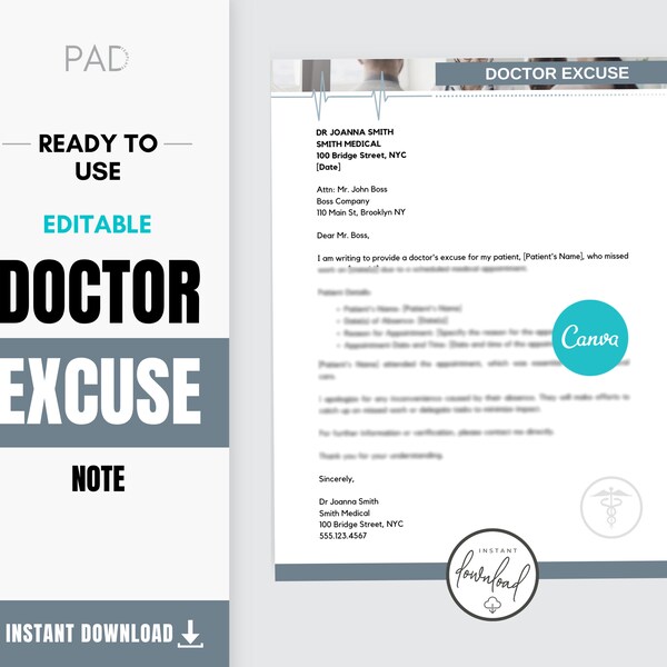 Dr Excuse Template - Etsy