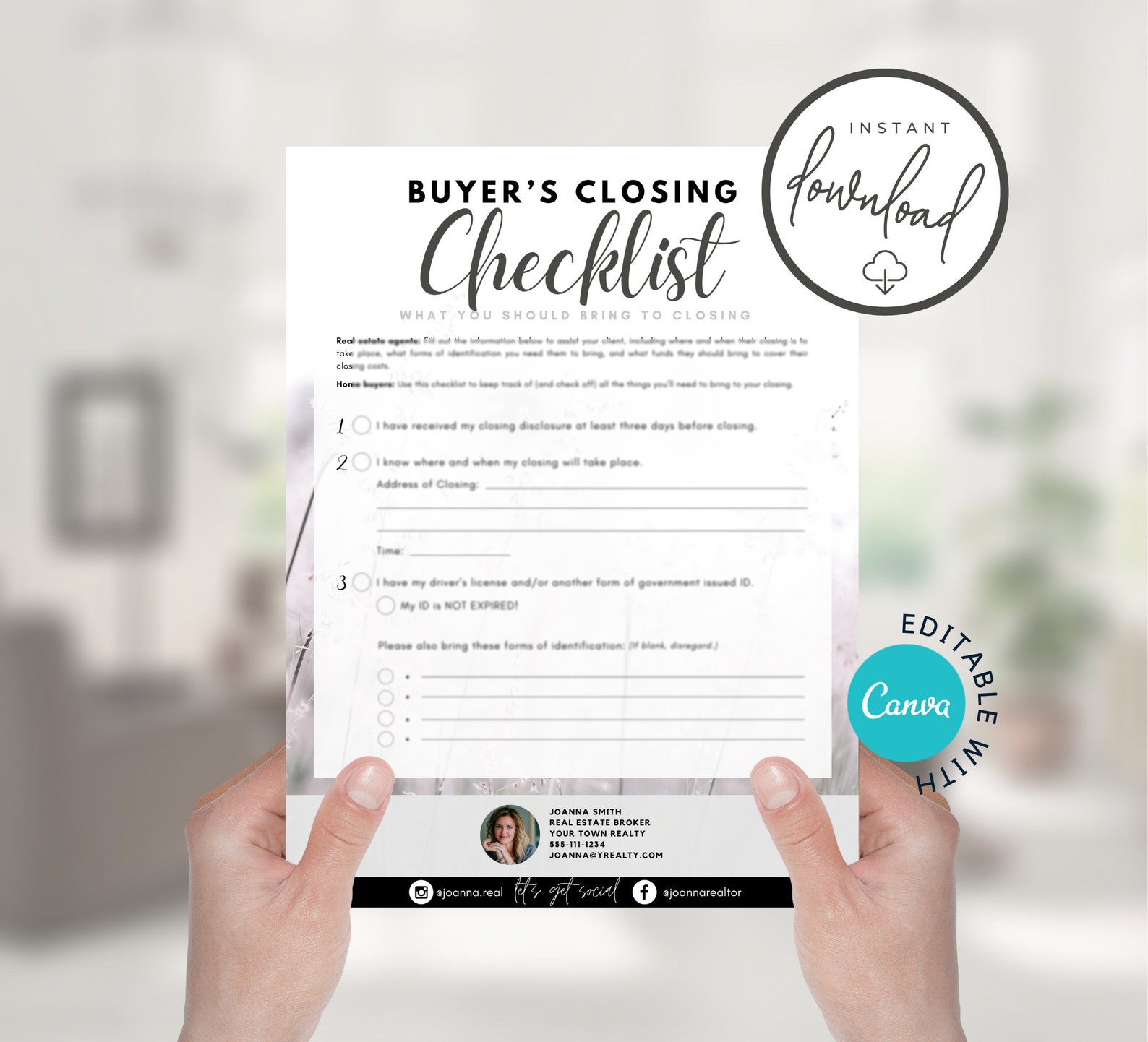 Real Estate Buyer Closing Checklist for Realtors Home Buyer Real Estate ...