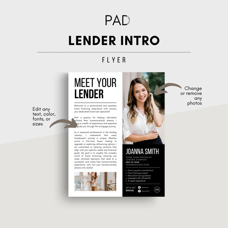 Lender Intro Flyer Template: Home Loan Specialist Marketing (CANVA ...