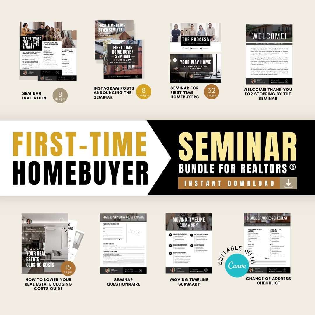First-time Home Buyer Seminar Kit for Realtors: Canva Templates ...