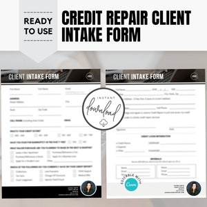Credit Repair Client Intake Form: Editable Template (CANVA, Printable ...