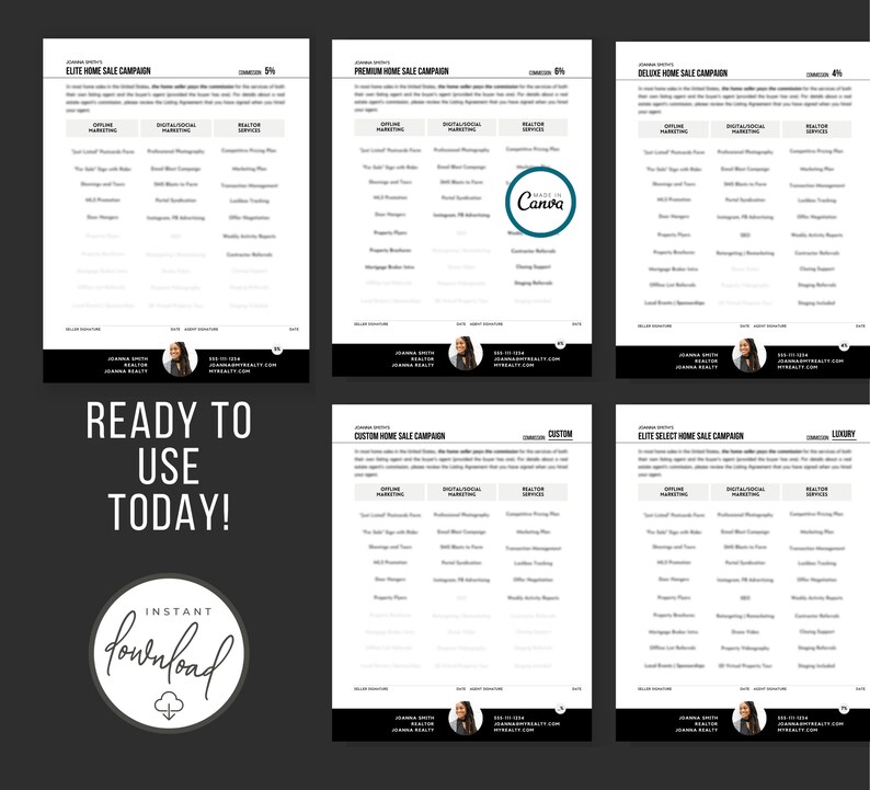 Realtor Commission Sheet Template: Real Estate Marketing (editable ...