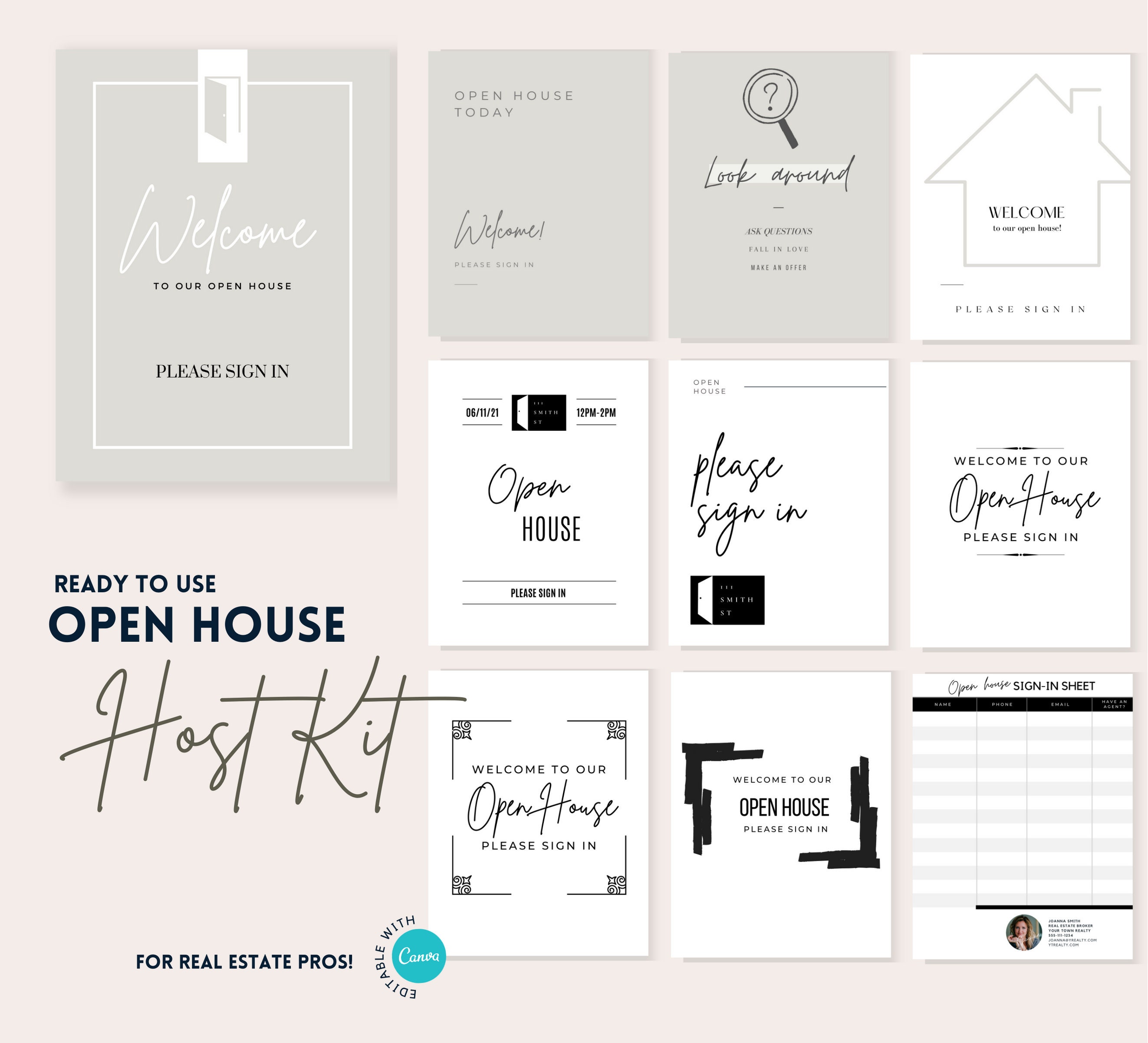 Open House Kit Editable Printables Realtor Templates Realtor Marketing ...