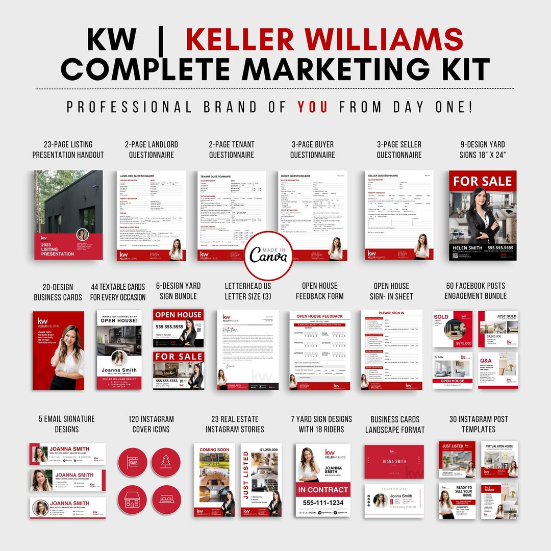 KW Keller Williams Marketing Bundle: Real Estate Agent Templates (canva ...