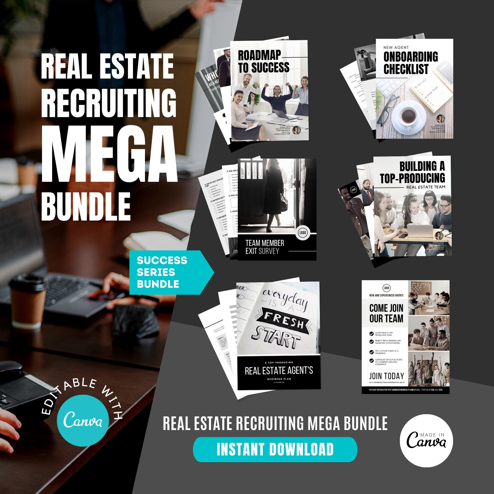Realtor Recruiting Bundle Real Estate Hiring Templates CANVA Template ...