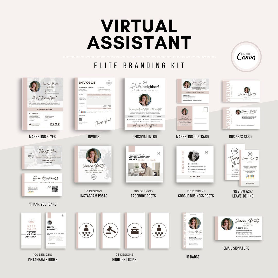 Virtual Assistant Branding Kit: Social Media Templates (canva Download ...