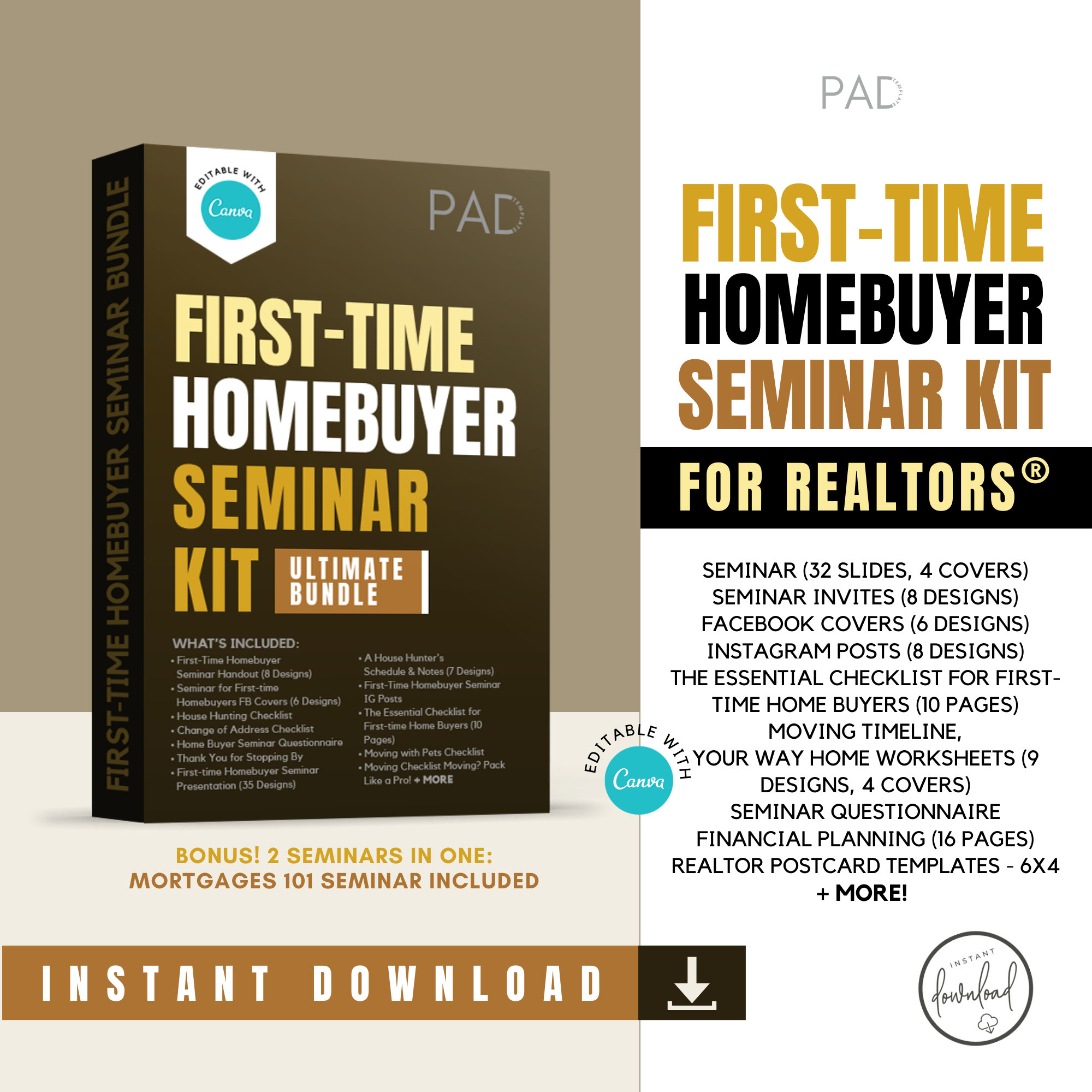 First-time Home Buyer Seminar Kit for Realtors: Canva Templates ...