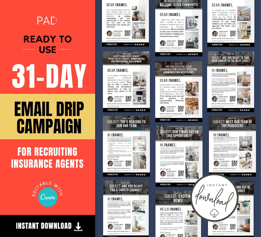 Insurance Agent Recruiting: 31-day Email Drip Campaign (digital ...