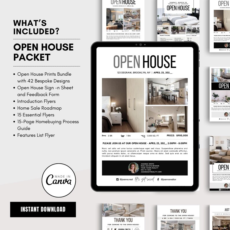Real Estate Open House Template Bundle: Realtor Marketing Kit (CANVA ...