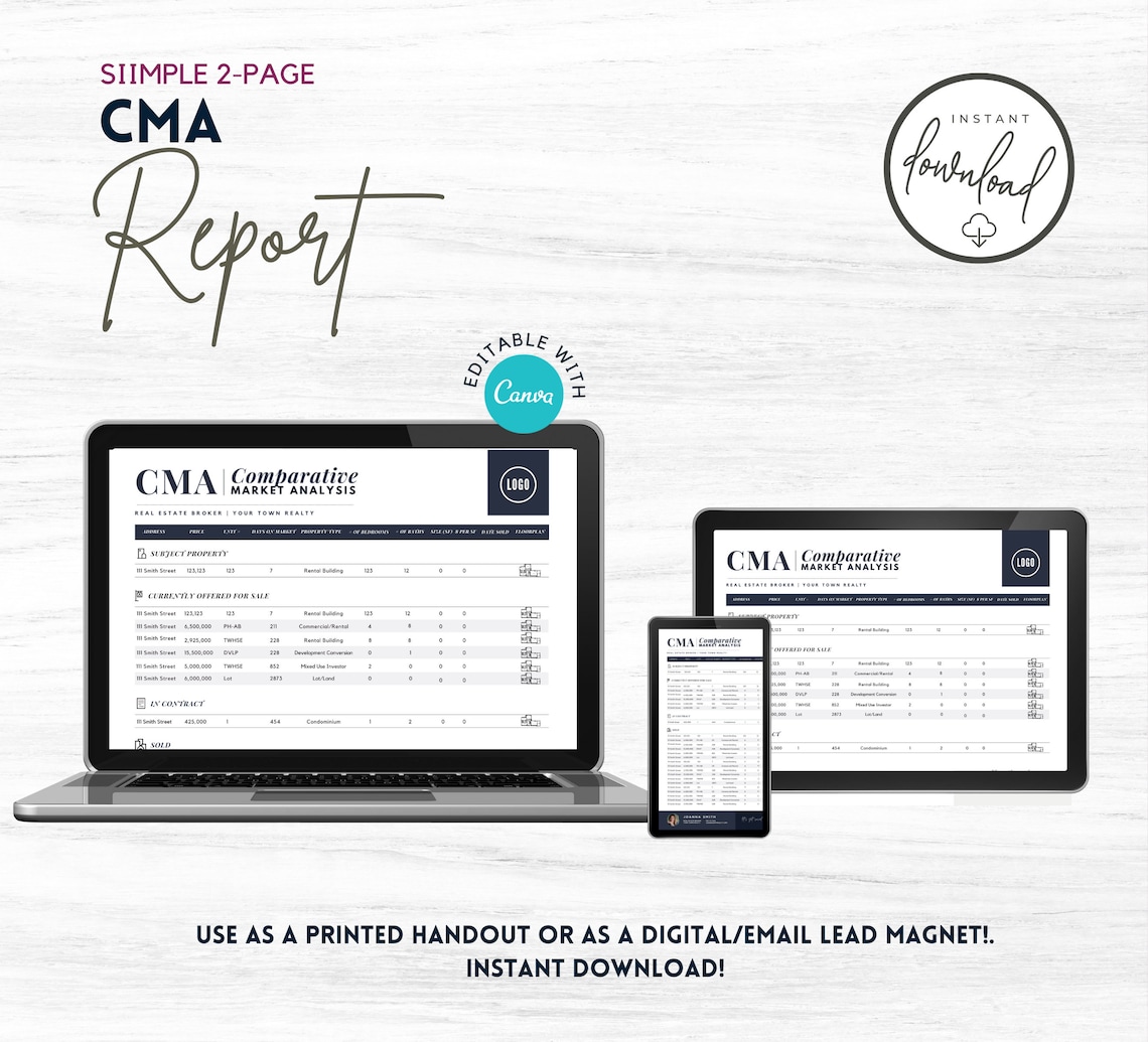 Real Estate CMA Template: Comparative Market Analysis Report (canva ...