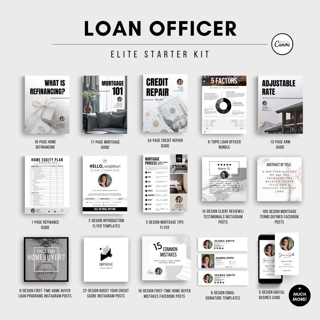 Loan Officer Marketing Kit: Social Media Templates, Guides (CANVA ...