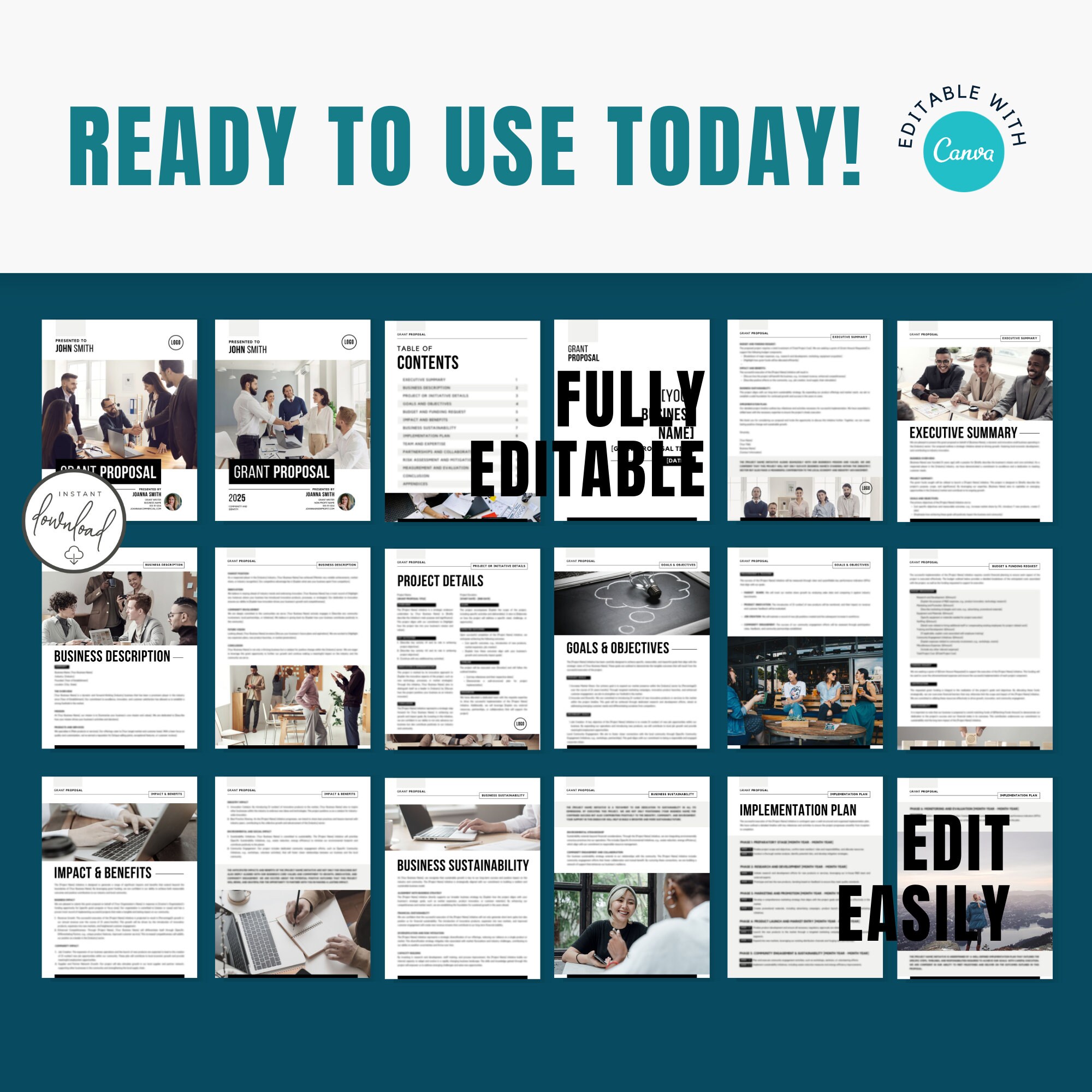 Grant Proposal Template for Small Businesses | Grant Writing | For ...