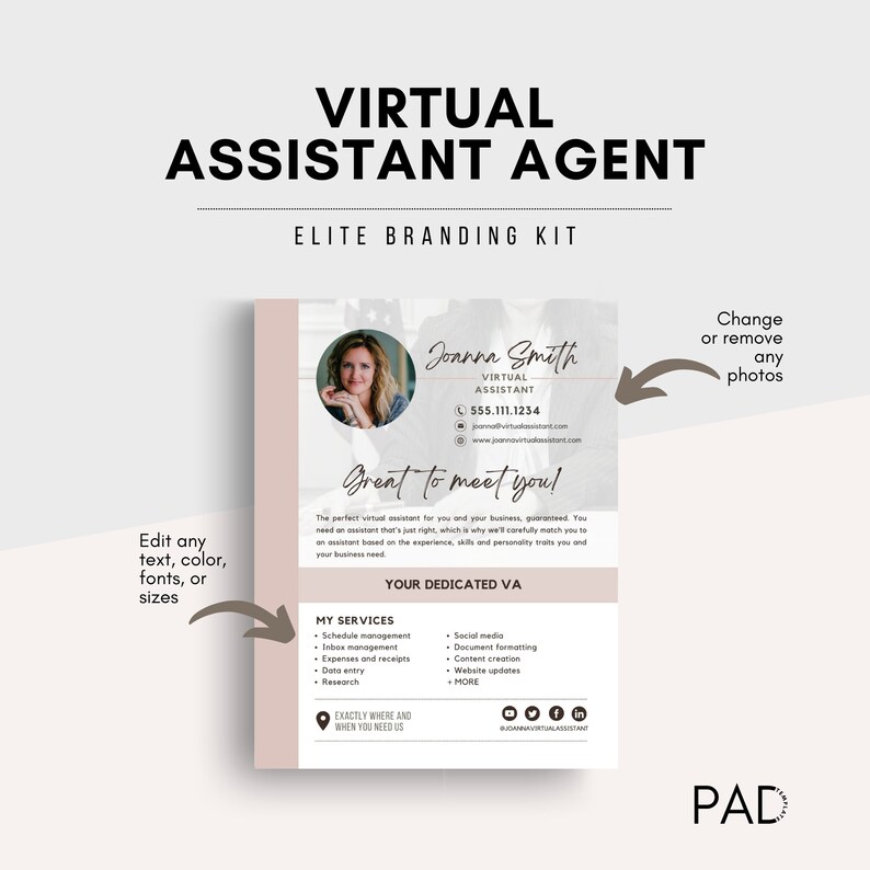 Virtual Assistant Branding Kit: Social Media Templates (canva Download ...