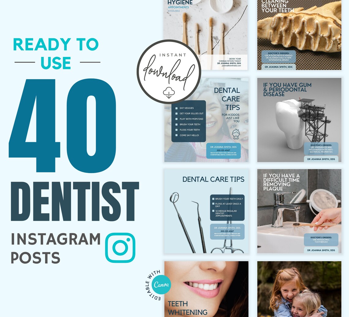40 Instagram Post Templates for Dentists Dental Practice - Etsy