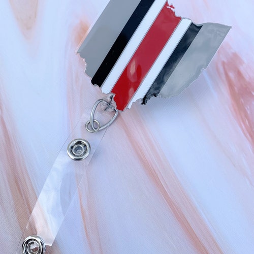 Red Buckeye Nation Football Badge Reel Ohio State ID Holder - Etsy