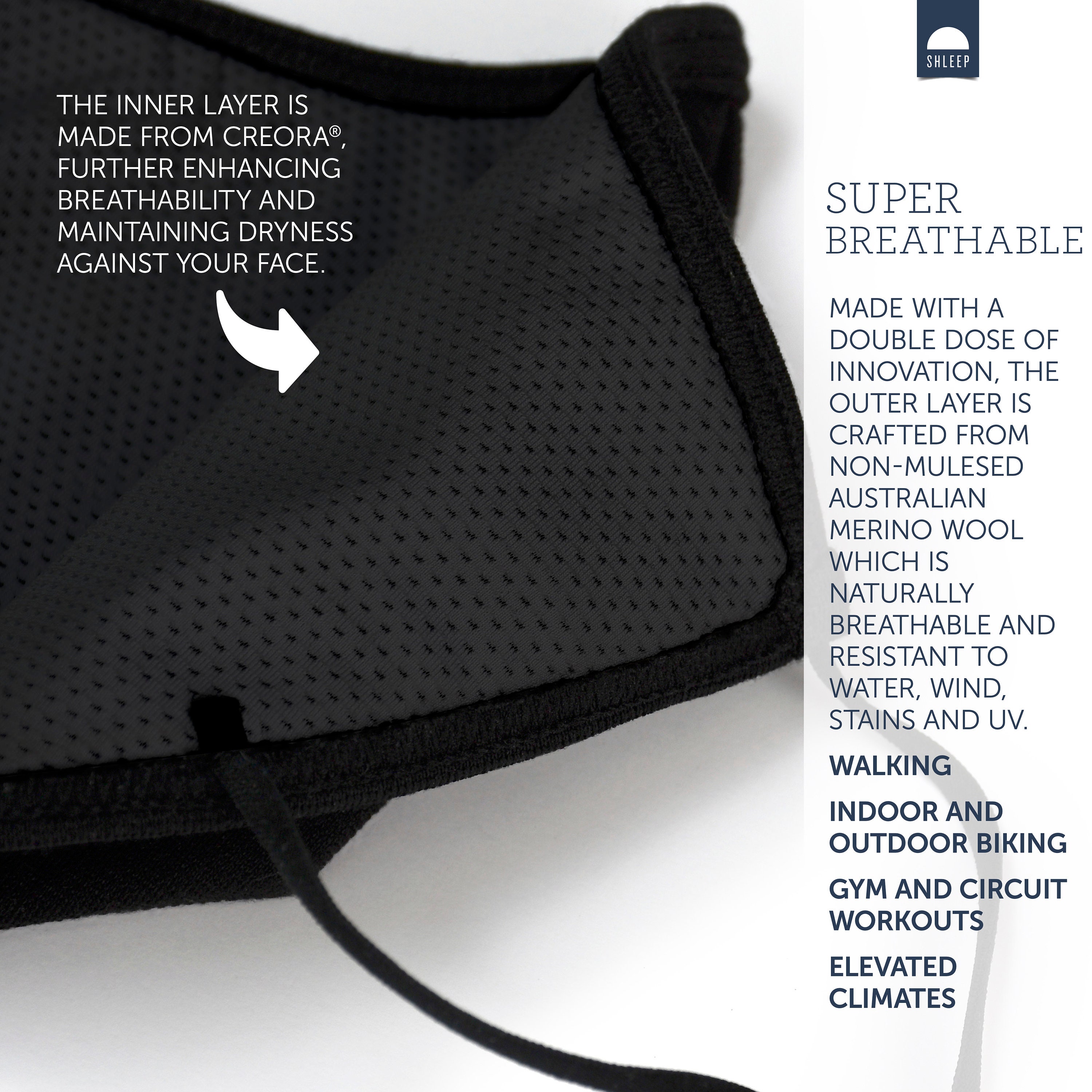 Shleep miracle of Merino™ Face Mask for Life and Style. Reusable ...