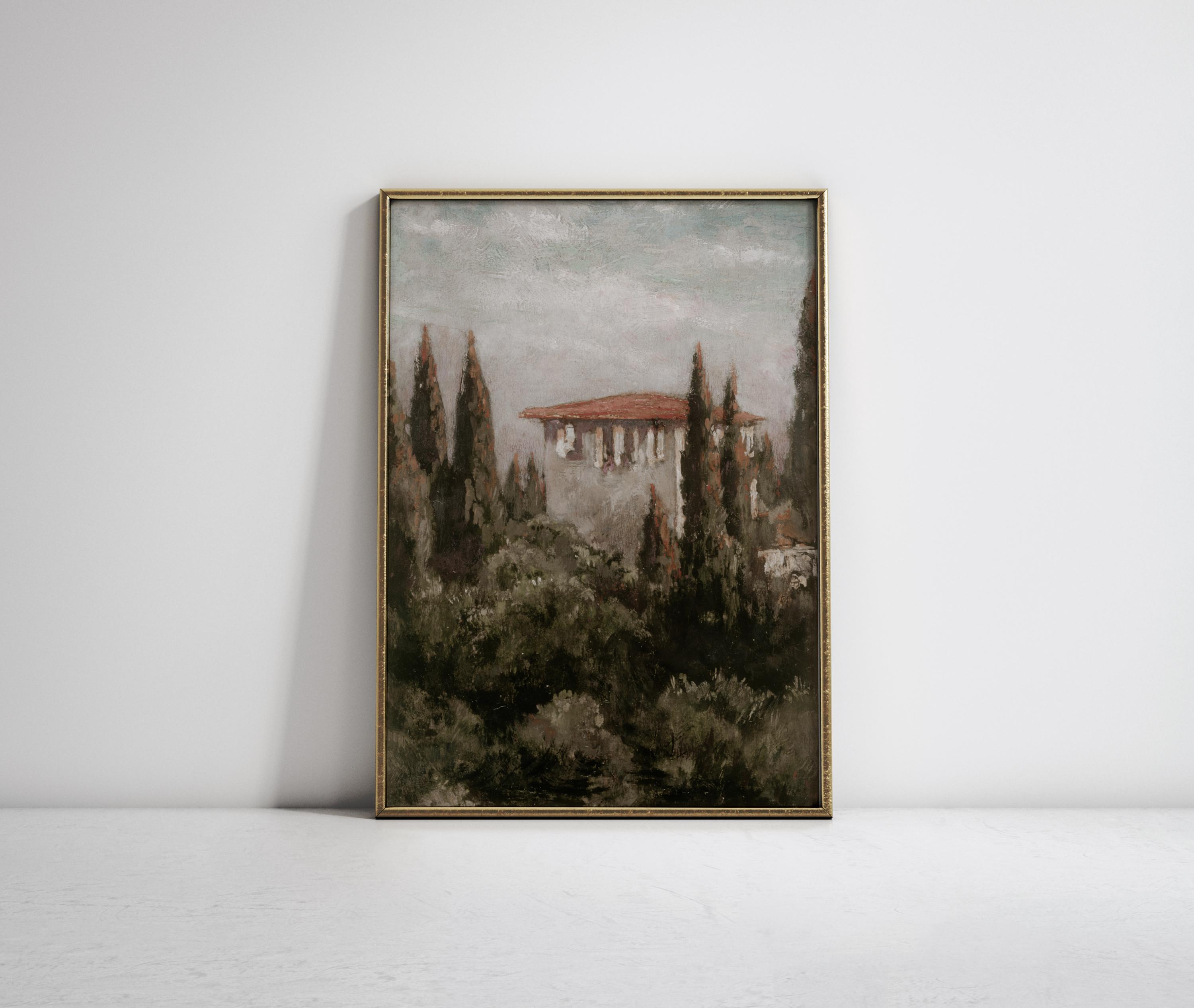 Umbria | Vintage Italian Landscape | Rural Italy Oil Painting | Villa ...