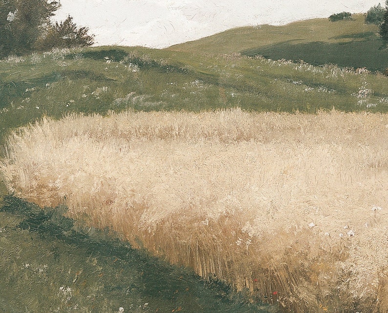 Field of Oats Vintage Farmland Landscape Painting Rural - Etsy