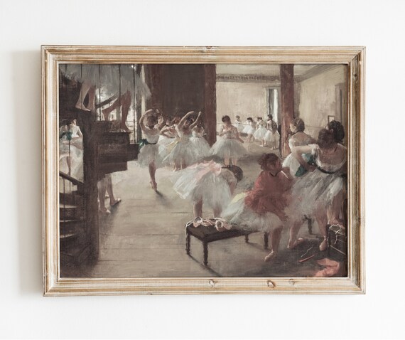 Dance Class Vintage Ballet Painting Degas Ballerina Art | Etsy