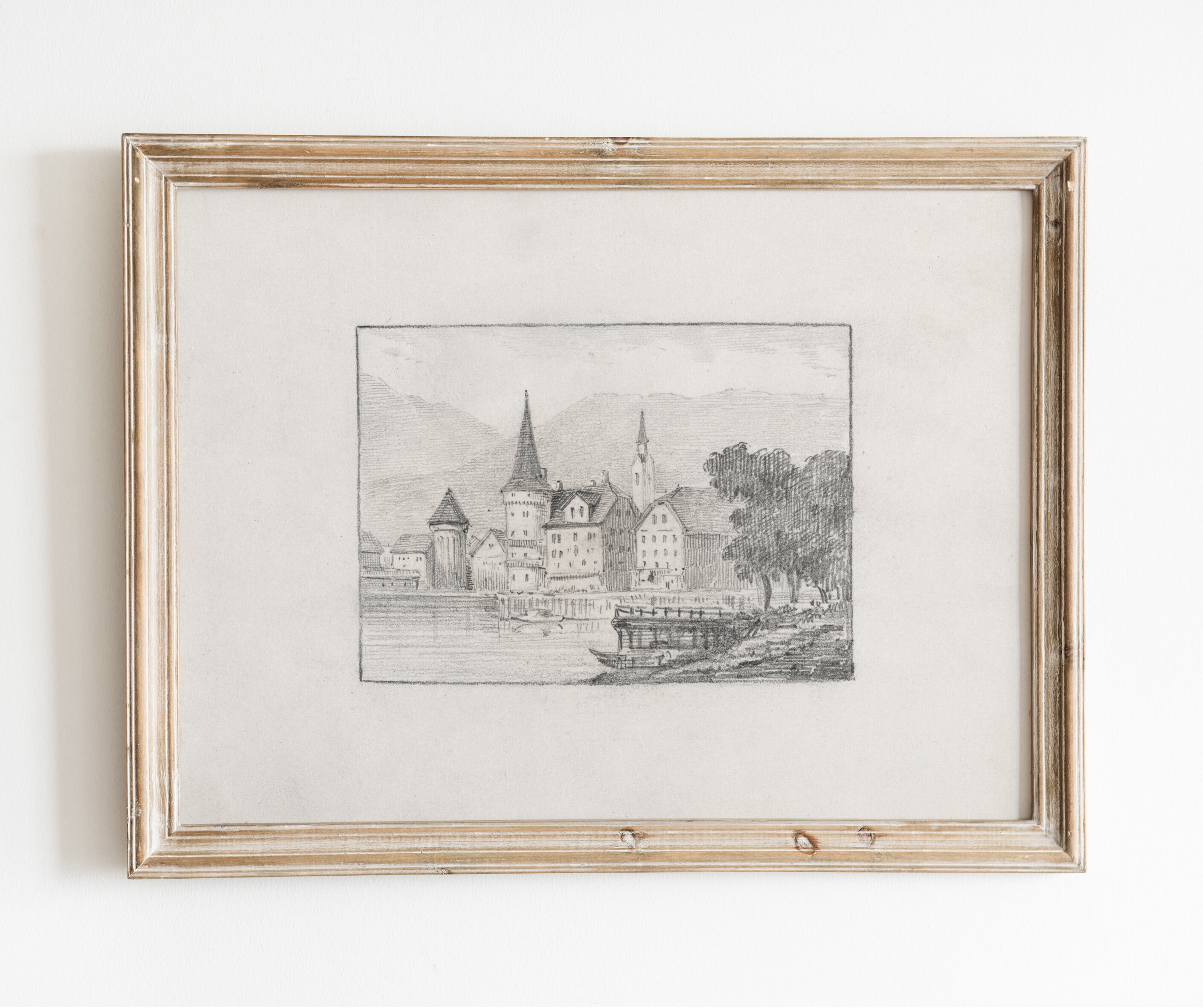 Lucerne Sketch Vintage Swiss City Drawing Black and White - Etsy
