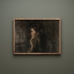 Contemplation | Vintage Moody Portrait Art | Side Profile Oil Painting ...