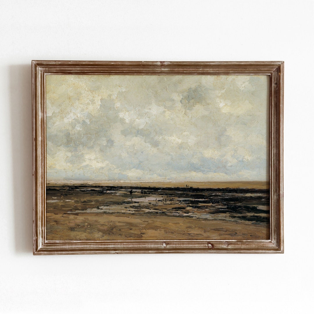 Coastal Mudflat Landscape | Vintage Coastal Landscape Painting ...