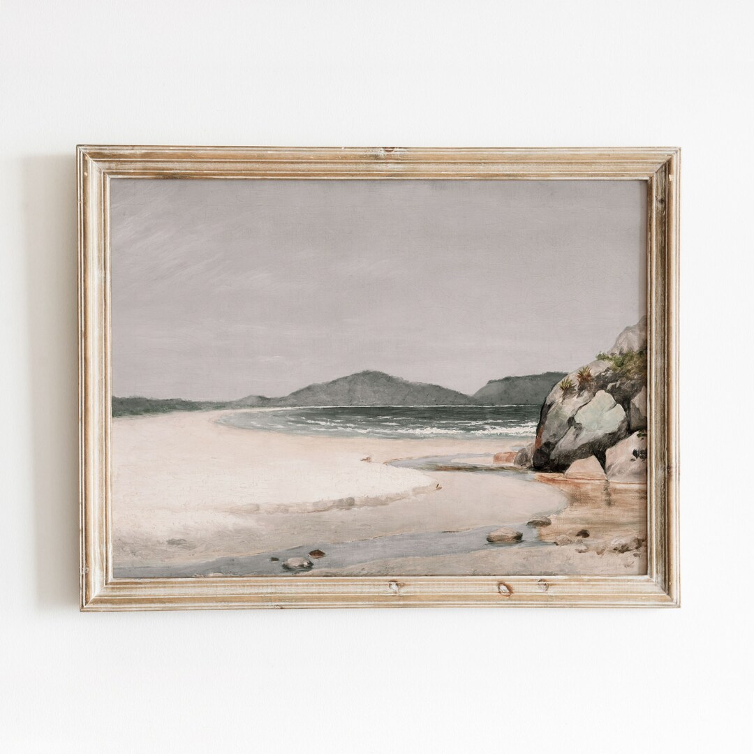 Brazilian Beachscape | Vintage Ocean Coast Painting | Light Tropical ...