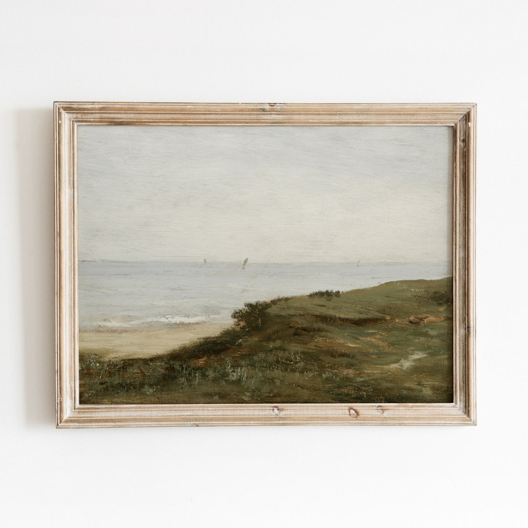 Normandy Coast | Vintage French Shore Painting | Beach Ocean Artwork ...