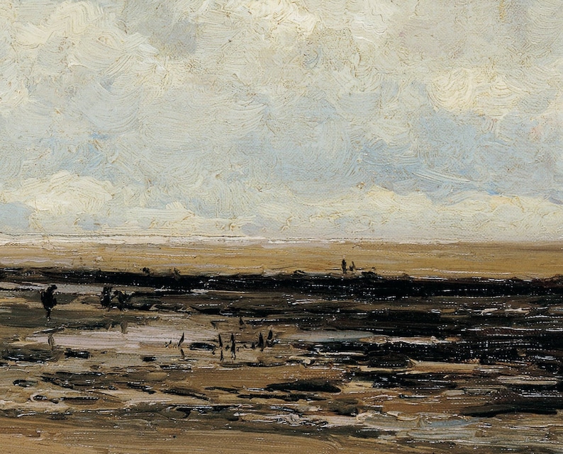 Coastal Mudflat Landscape | Vintage Coastal Landscape Painting ...
