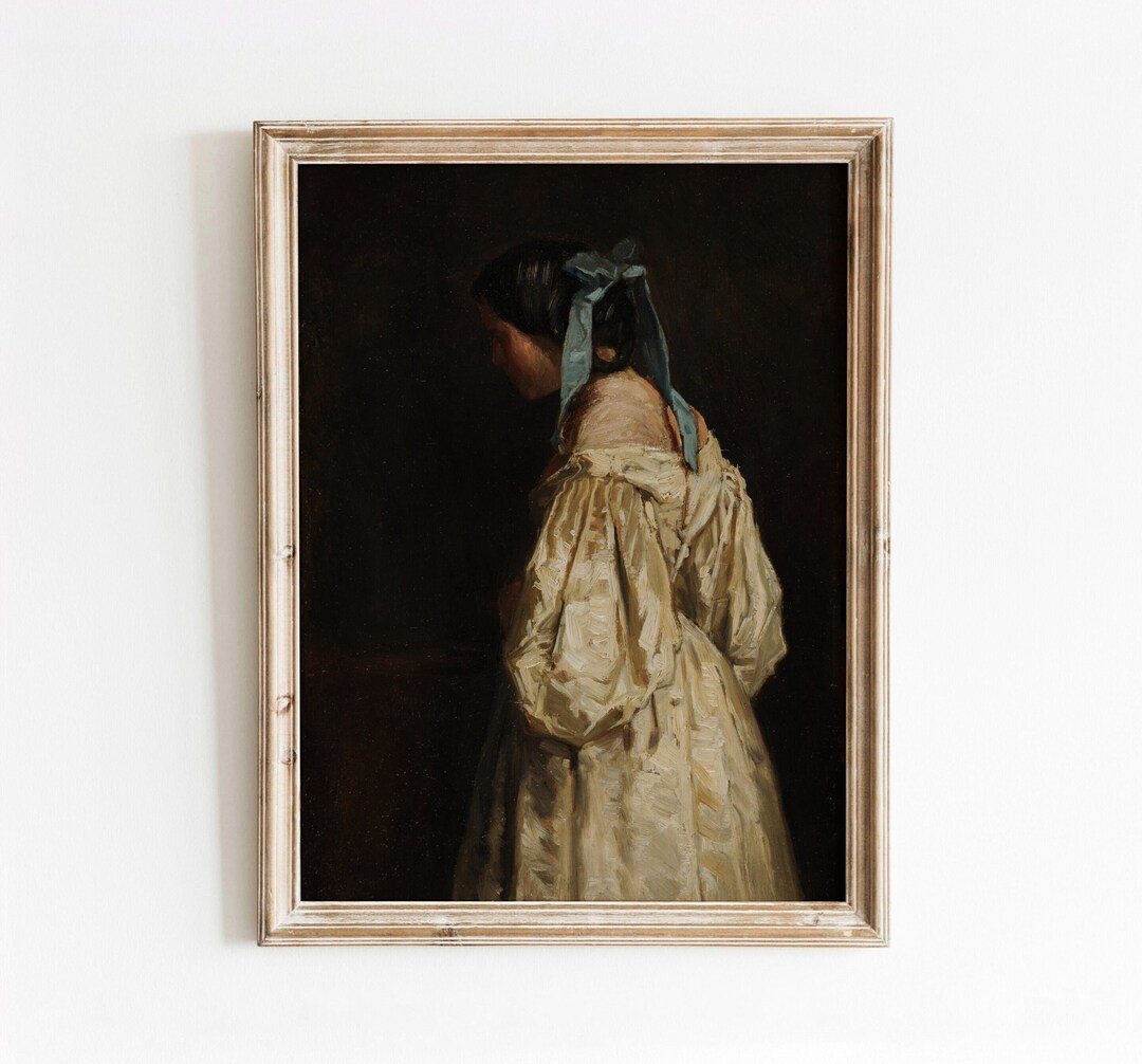 Lady in Yellow | Vintage Woman Portrait Painting | Victorian Girl Moody ...