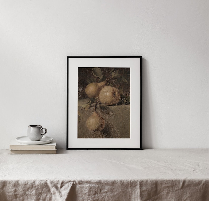 Rustic Pears | Vintage Kitchen Decor Art | Fruit Still Life Painting ...