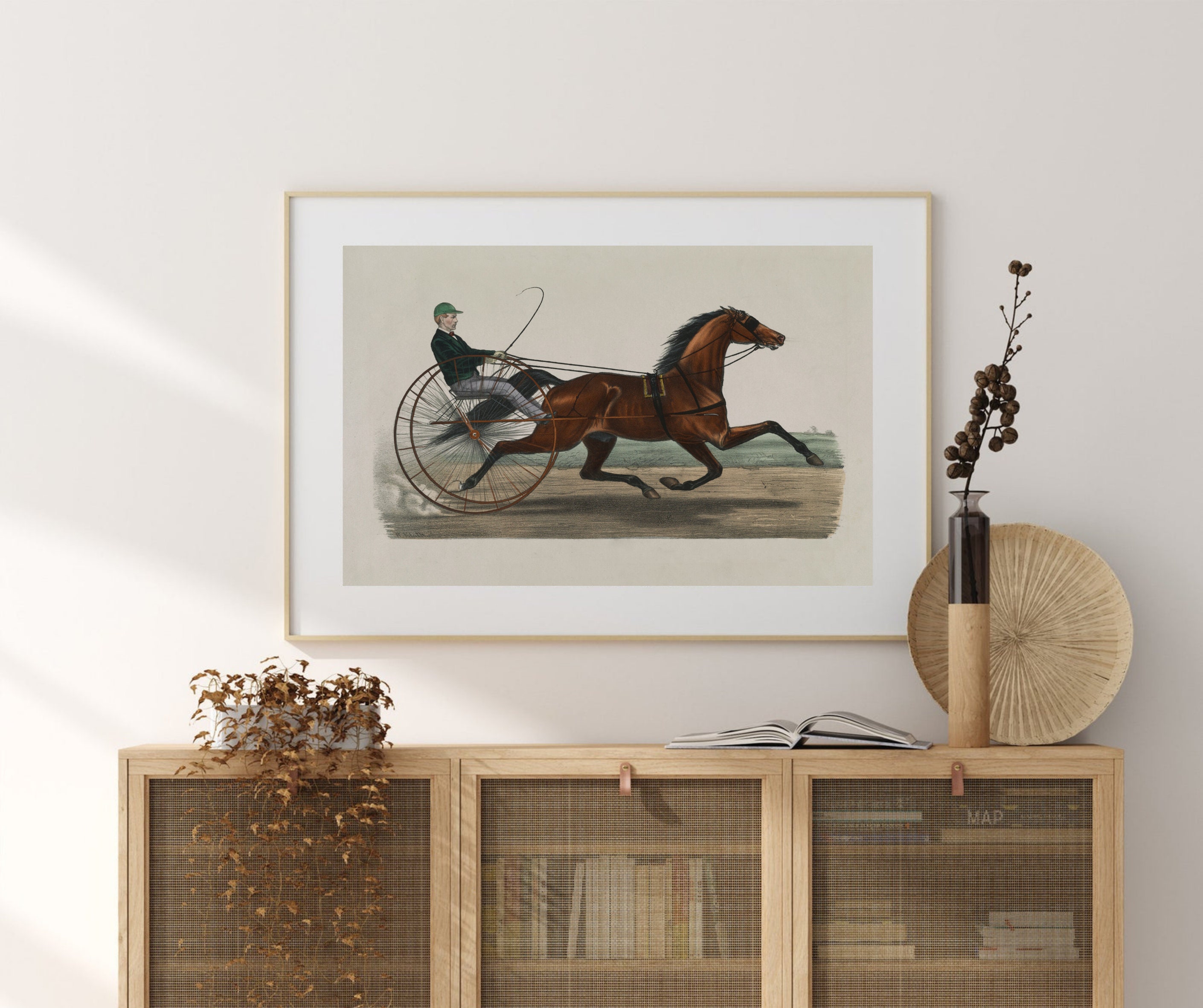 Harness Racing Vintage Horse and Cart Painting Equestrian - Etsy