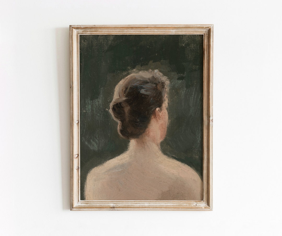 Back View of a Woman | Vintage Lady Portrait | Green Artwork | Oil ...