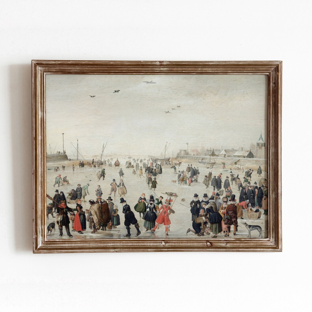 People Skating I | Vintage Ice Skating Painting | Antique Artwork ...