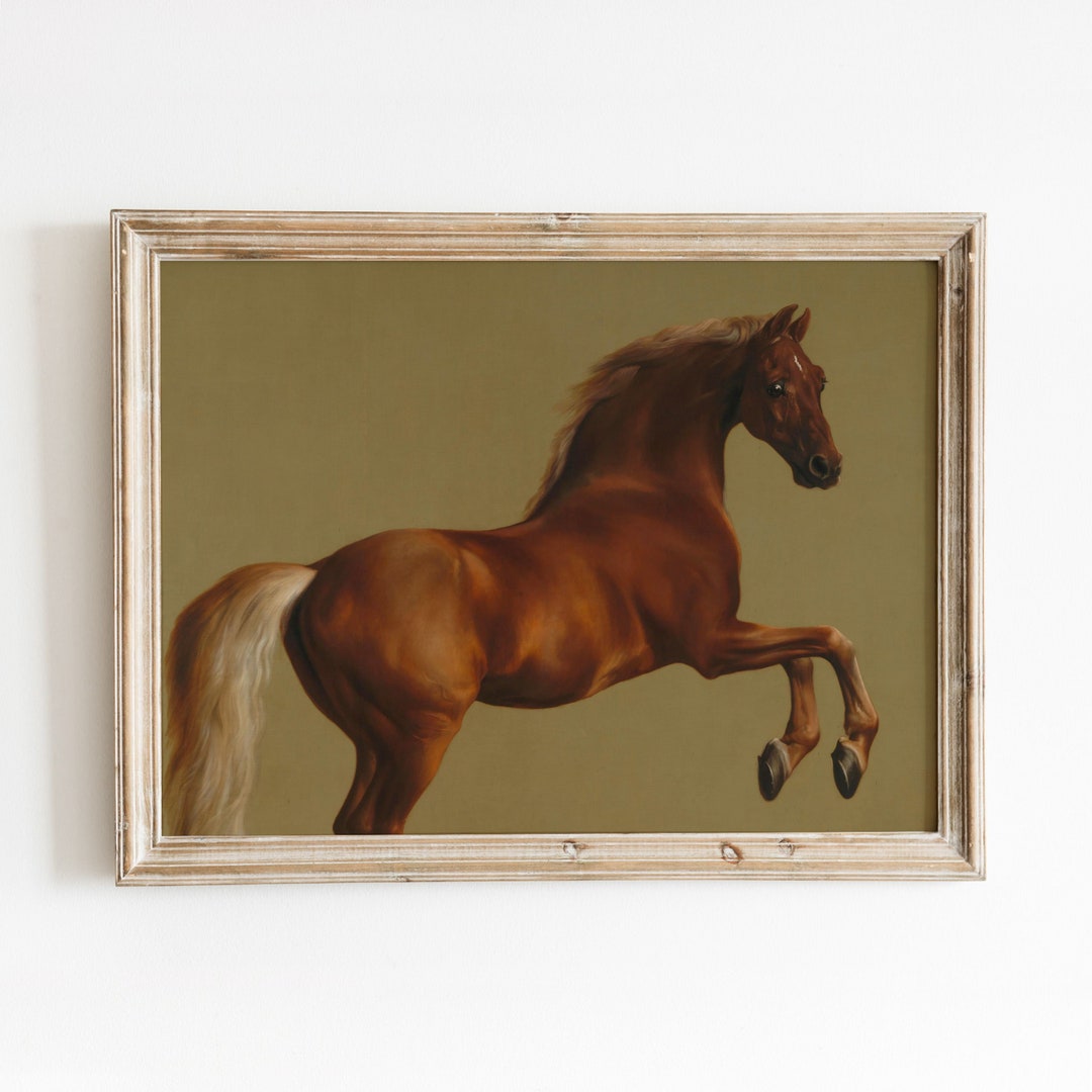 Rearing Racehorse | Vintage Sorrel Horse Painting | Animal Artwork ...