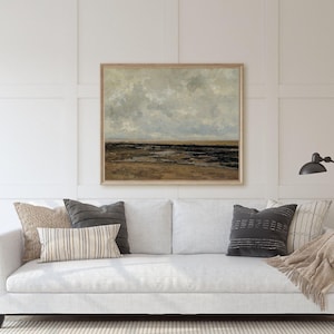 Coastal Mudflat Landscape | Vintage Coastal Landscape Painting ...