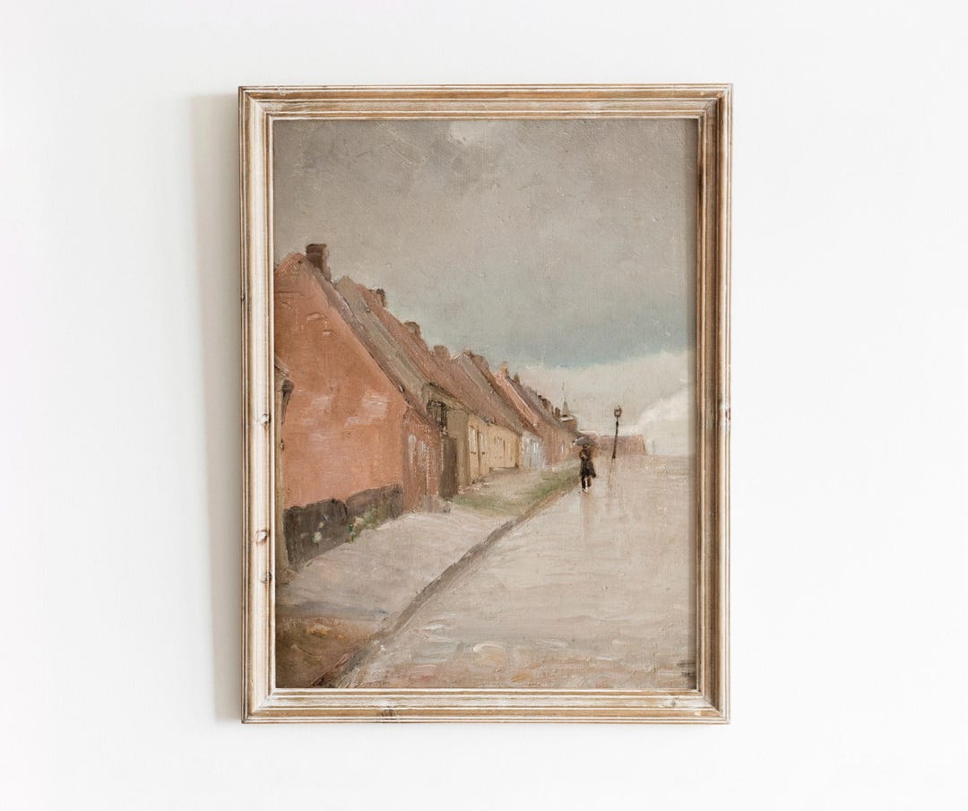 Danish Lane | Vintage Quiet Street Painting | Urban European Street ...
