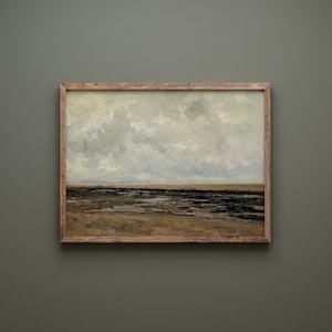 Coastal Mudflat Landscape | Vintage Coastal Landscape Painting ...