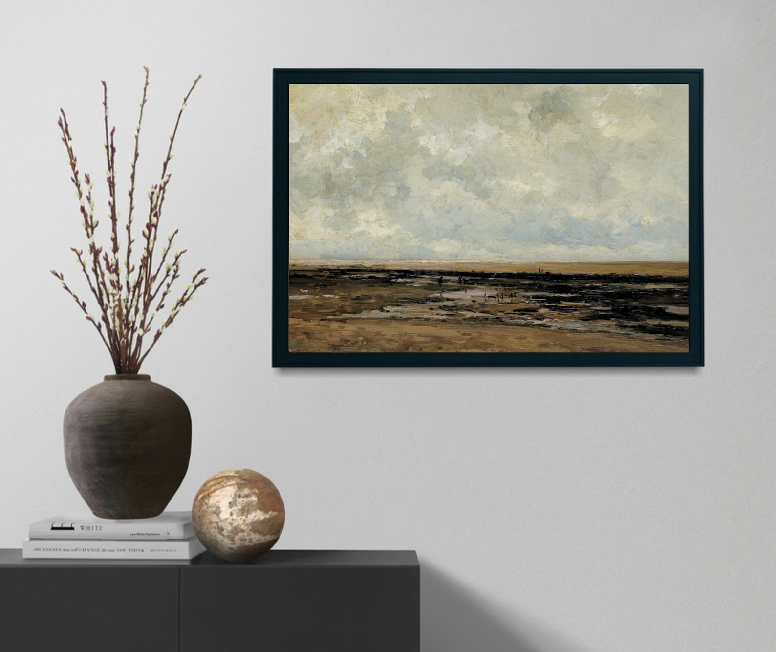 Coastal Mudflat Landscape | Vintage Coastal Landscape Painting ...