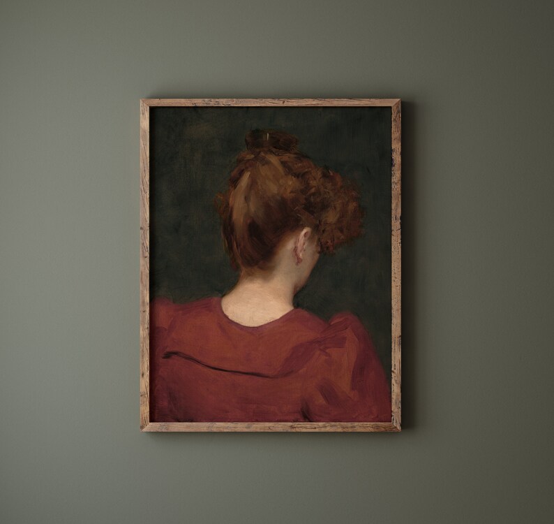 Lady in Red Vintage Redhead Woman Portrait Back View Red - Etsy