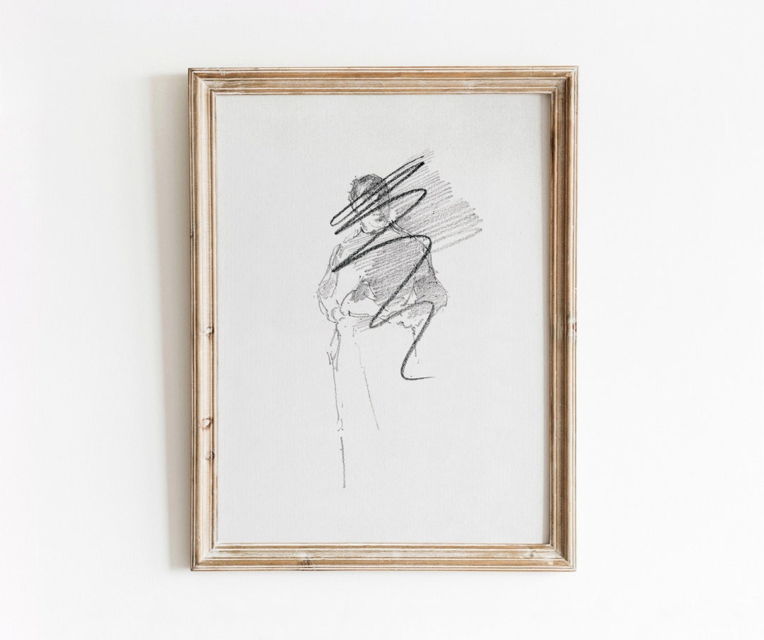 Scribbled Figure | Vintage Drawing | Abstract Minimal Line Drawing ...