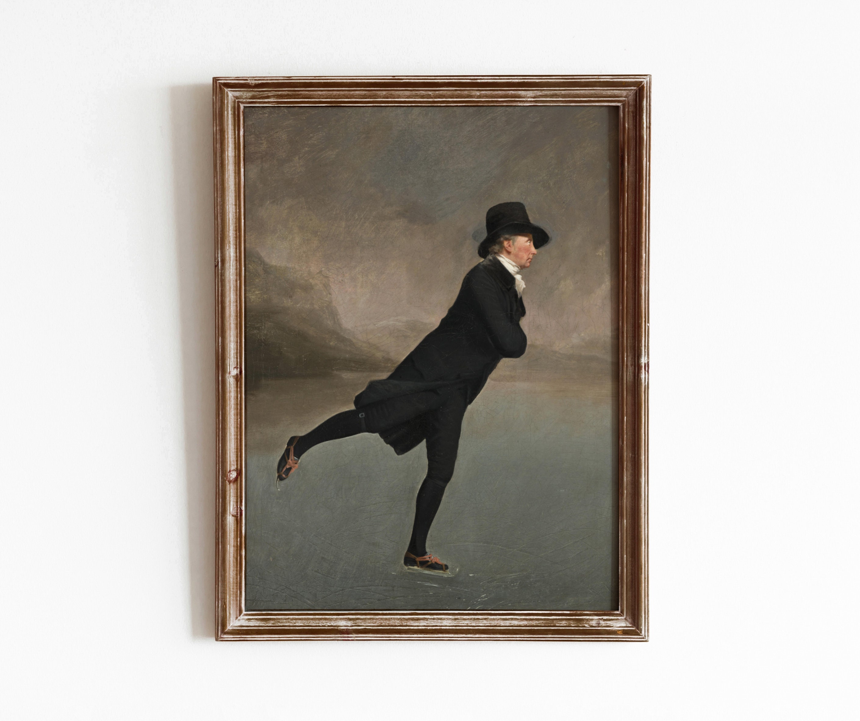 Skating Gentleman | Vintage Man Portrait | Winter Ice Skating Painting ...