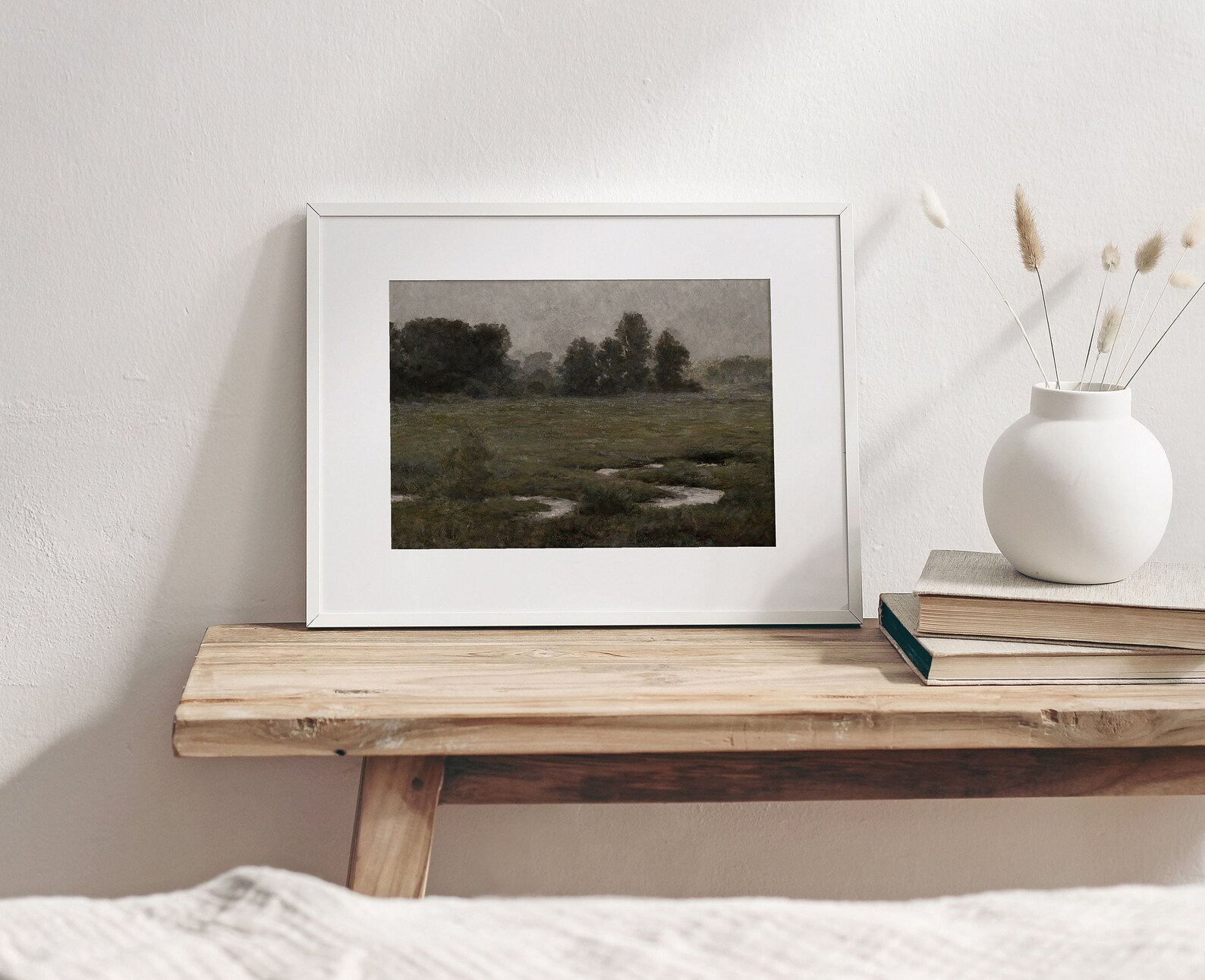 Prairie Dell | Vintage Moody Landscape Painting | Dark Marsh Grassland ...