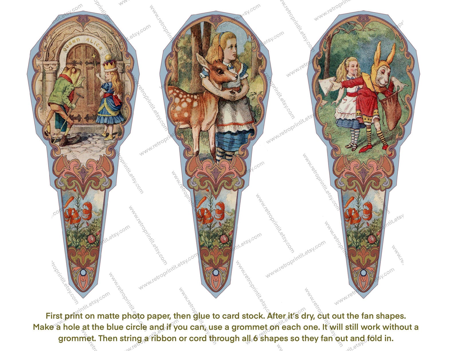 Printable Vintage Alice in Wonderland Fan Instant Download - Etsy