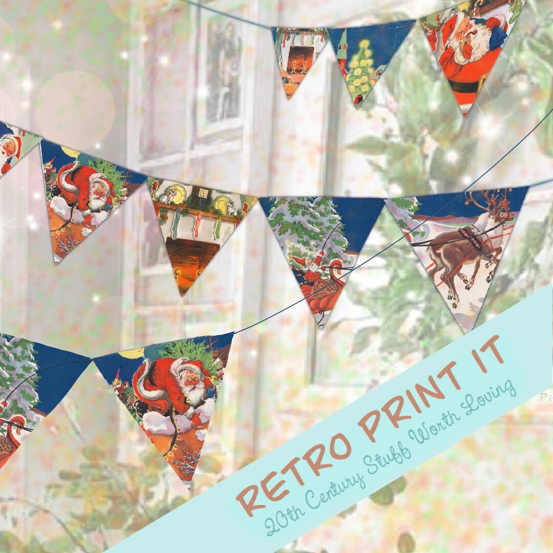 Printable Vintage Retro Night Before Christmas Pennants (digital ...