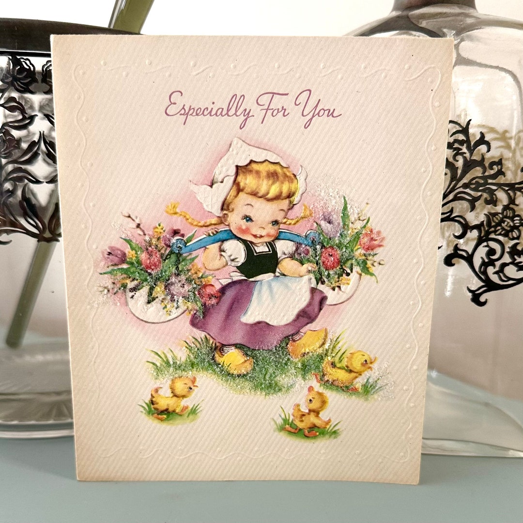 Vintage Little Dutch Girl Easter Card With Envelope Instant Download - Etsy