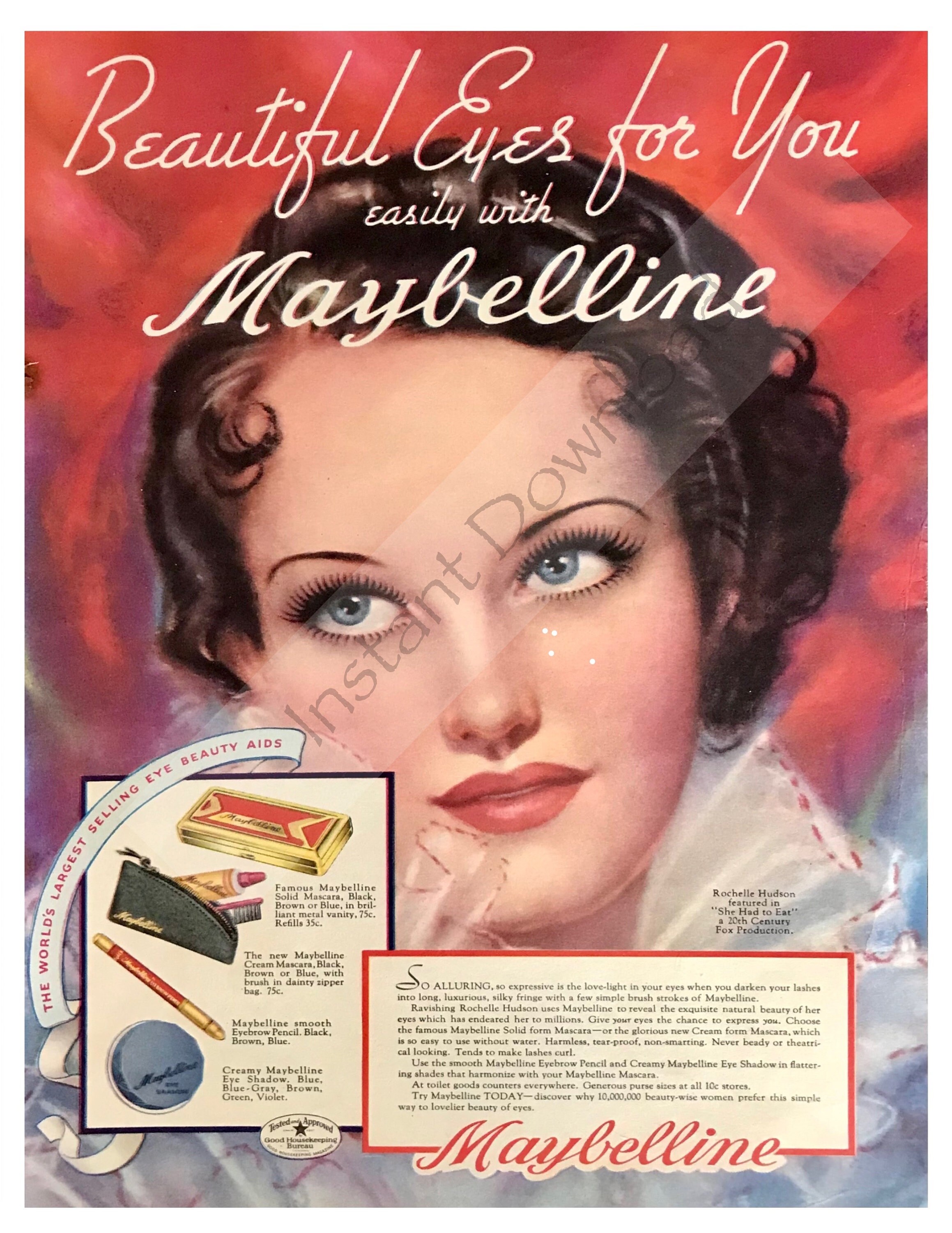 1937 Maybelline Mascara Advertisement Digital Download - Etsy